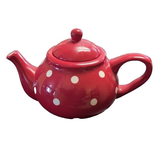 Terramotto | Kitchen | Terramoto Ceramic Teapot Red And White Polka ...
